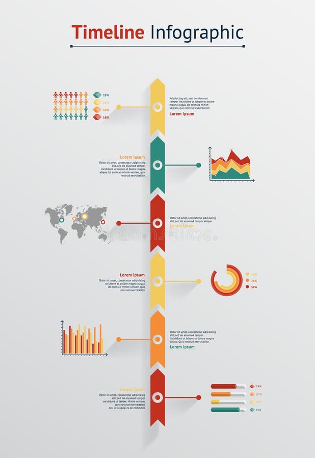 Zeitachse Infographic Karte Der Welt Vektor Abbildung - Illustration ...