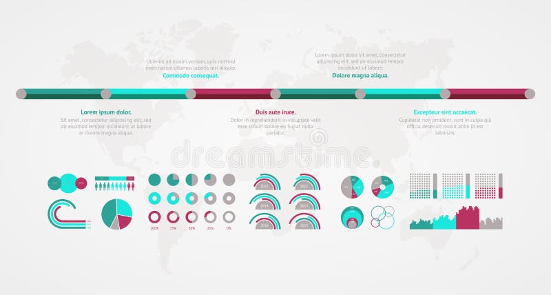 Zeitachse Infographic Karte Der Welt Vektor Abbildung - Illustration ...
