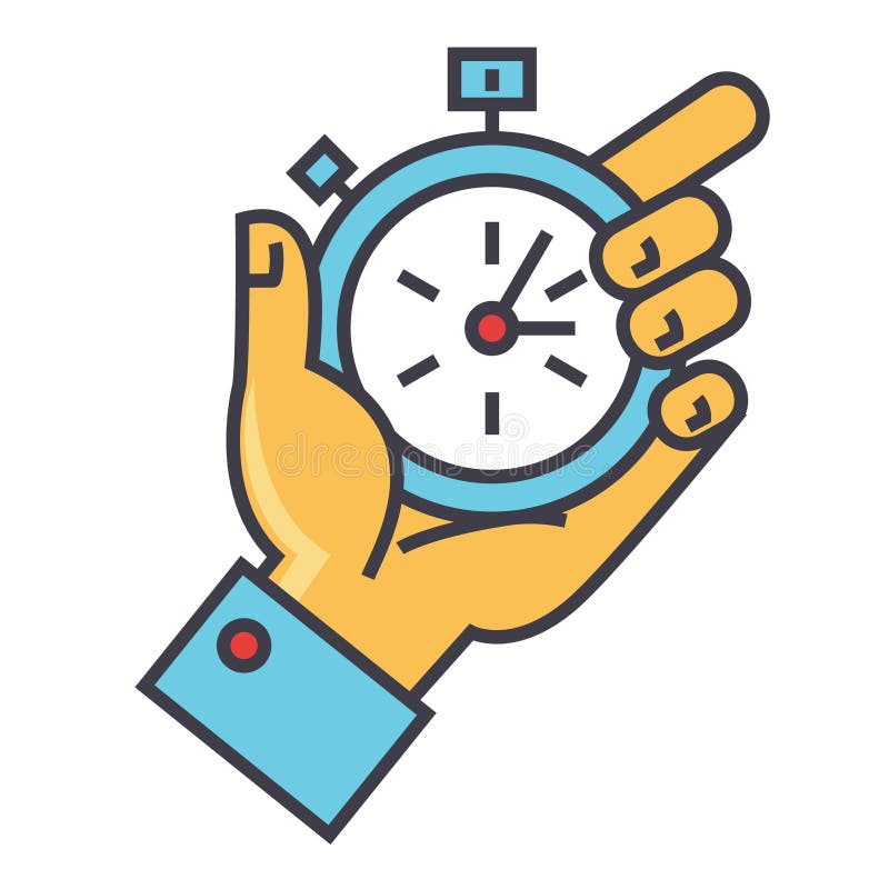 Zeitmanagement, Vektorlinie Ikone, Zeichen, Illustration Der Stoppuhr ...