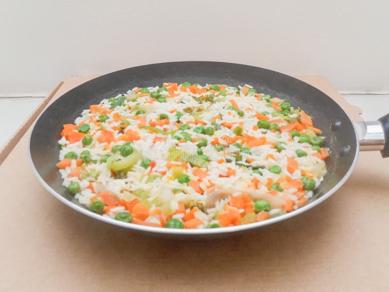 Zeleninove rizoto in a pan stock photo. Image of rizoto - 82766122