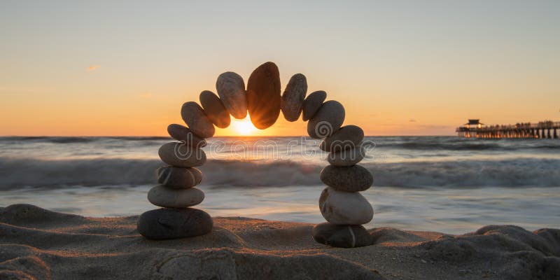 Zen arch at beach stock photo. Image of mediation, beach - 214942528