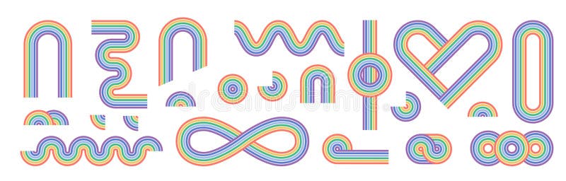 Zen Arch Colorful Set, Simple Rainbow Line Arch and Shapes. Geometric ...