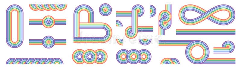 Zen Arch Colorful Set, Simple Rainbow Line Arch and Shapes. Geometric ...