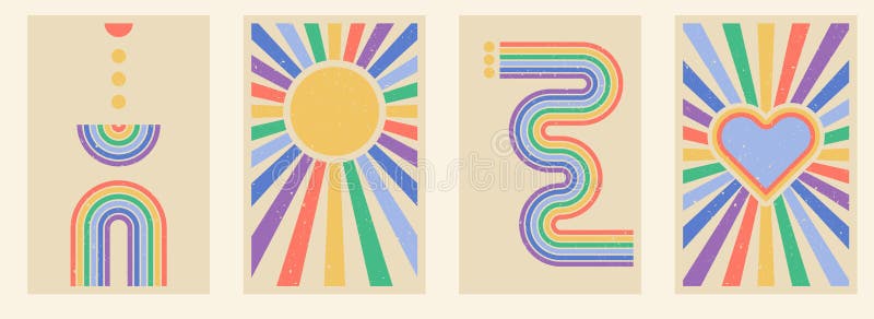 Zen Arch Poster Set, Retro Style Simple Line Arch and Shapes. Geometric ...