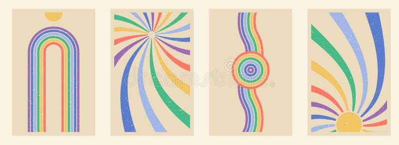 Zen Arch Poster Set, Retro Style Simple Line Arch and Shapes. Geometric ...