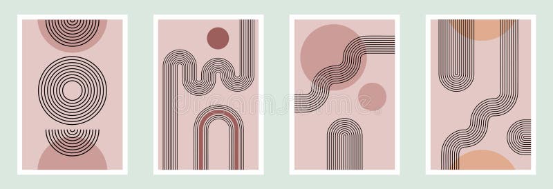 Zen Arch Poster Set, Simple Line Arch and Shapes. Geometric Japanese ...