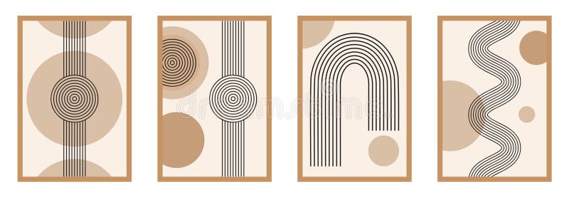 Zen Arch Poster Set, Simple Line Arch and Shapes. Geometric Japanese ...