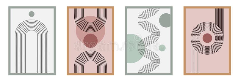Zen Arch Poster Set, Simple Line Arch and Shapes. Geometric Japanese ...
