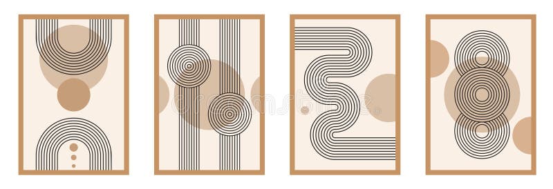 Zen Arch Poster Set, Simple Line Arch and Shapes. Geometric Japanese ...