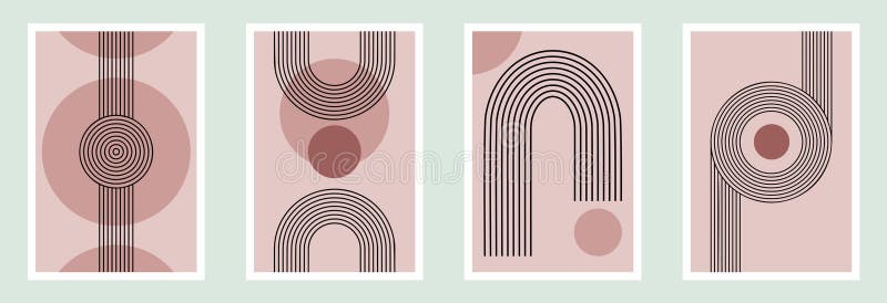 Zen Arch Poster Set, Simple Line Arch and Shapes. Geometric Japanese ...