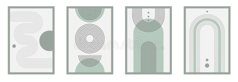 Zen Arch Poster Set, Simple Line Arch and Shapes. Geometric Japanese ...