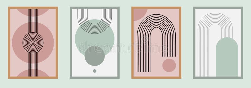 Zen Arch Poster Set, Simple Line Arch and Shapes. Geometric Japanese ...