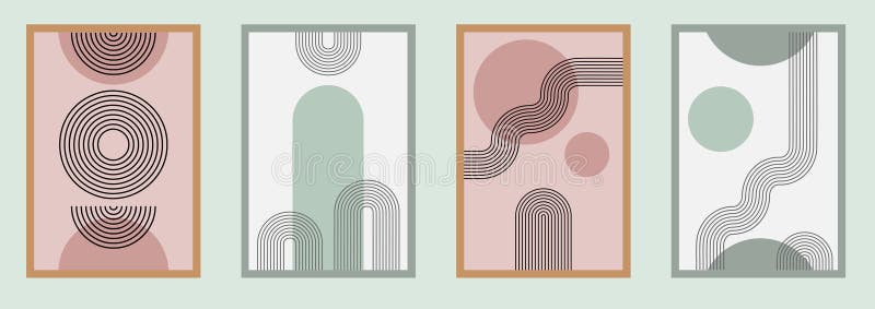 Zen Arch Poster Set, Simple Line Arch and Shapes. Geometric Japanese ...