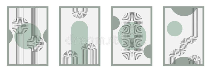 Zen Arch Poster Set, Simple Line Arch and Shapes. Geometric Japanese ...