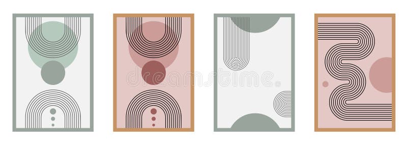 Zen Arch Poster Set, Simple Line Arch and Shapes. Geometric Japanese ...