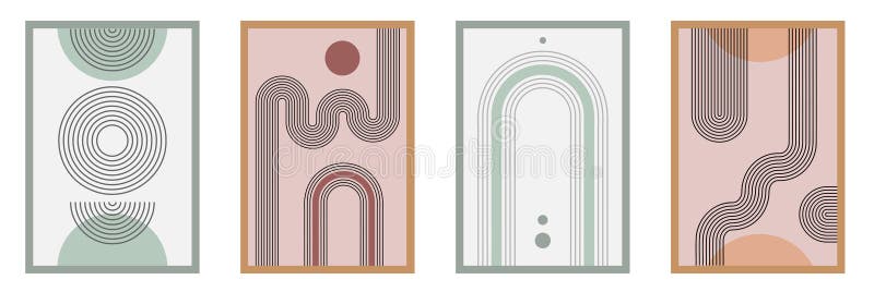 Zen Arch Poster Set, Simple Line Arch and Shapes. Geometric Japanese ...