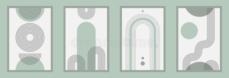 Zen Arch Poster Set, Simple Line Arch and Shapes. Geometric Japanese ...