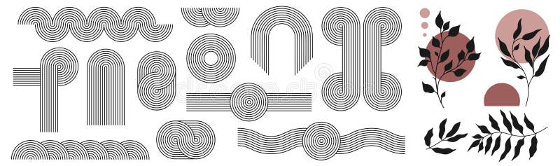Zen Arch Set, Simple Line Arch, Botanical Elements and Geometric Shapes ...