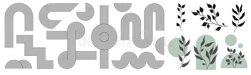 Zen Arch Set, Simple Line Arch, Botanical Elements and Geometric Shapes ...