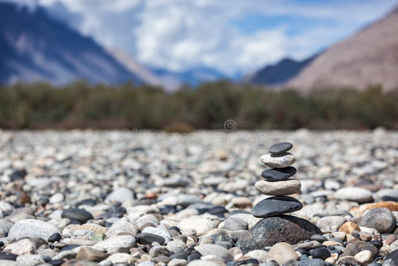 Zen Balanced Stones Stack In Lake Balance Peace Silence Concept Stock ...
