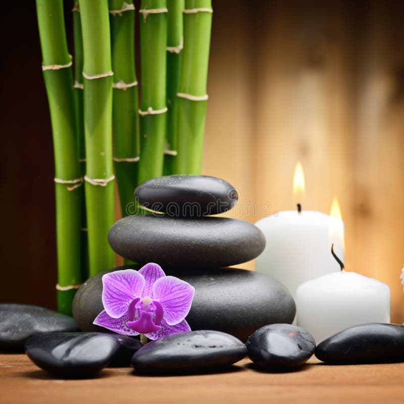 Spa Still Life Zen Basalt Stones and Orchid Stock Image - Image of ...