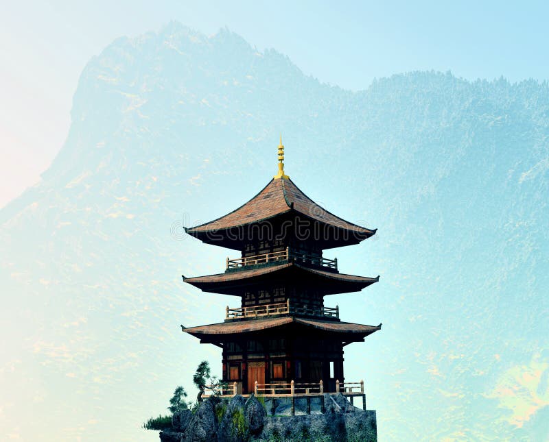 Zen buddhist temple stock illustration. Illustration of house - 22678612