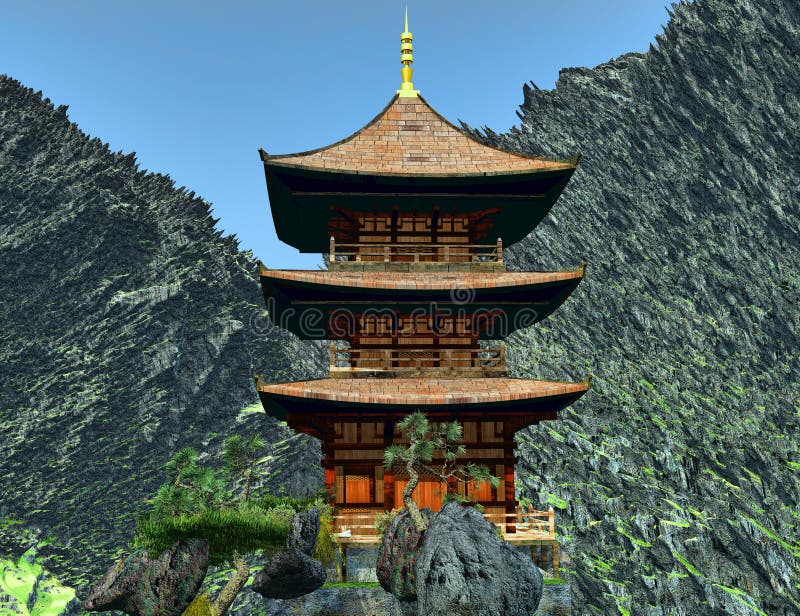 Zen Buddhist Temple in Mountains Stock Image - Image of asia, peaceful ...