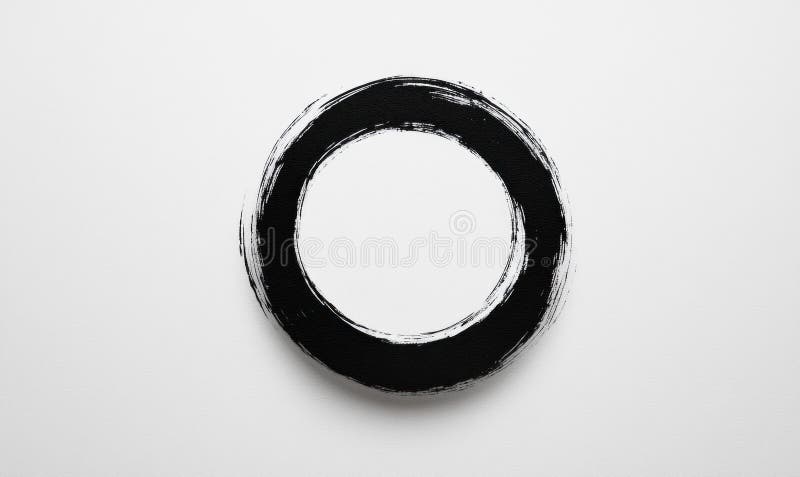 Zen Circle Painted with a Thick Black Brush Stroke on White Paper ...