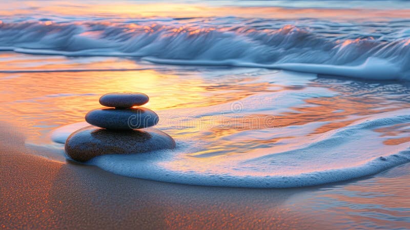 Zen Coastal Haven stock illustration. Illustration of summer - 304738087