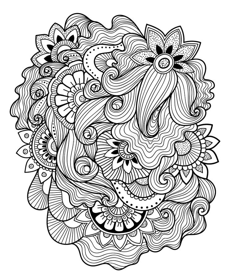 Zen Doodle Or Zen Tangle Floral Pattern Mehndi Style Stock Vector