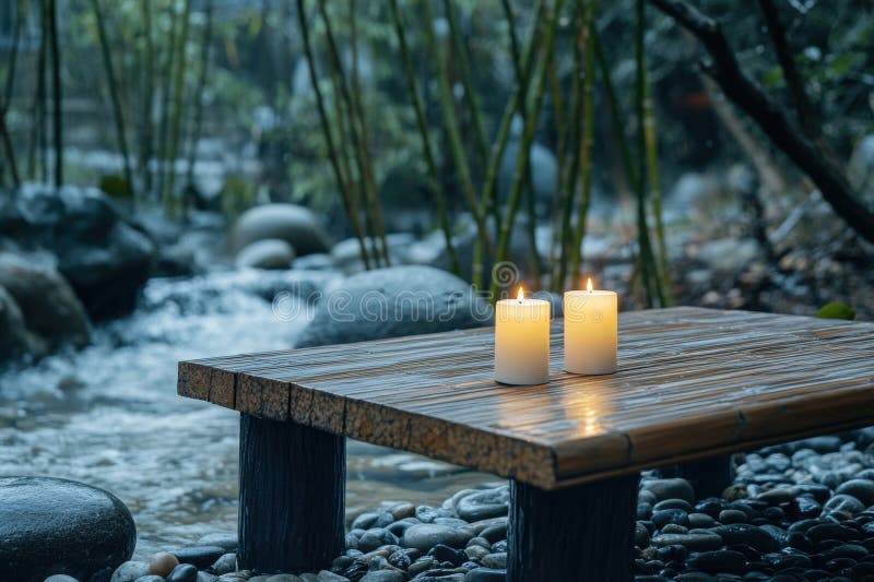 Zen Garden Atmosphere, Tranquil Zen Garden with Bamboo, Candles ...