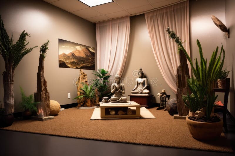 Zen Garden with Buddha Statue Stock Illustration - Illustration of ...