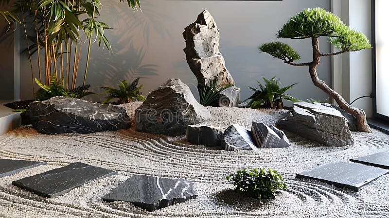 Zen Garden and Minimalist Design Stock Illustration - Illustration of ...