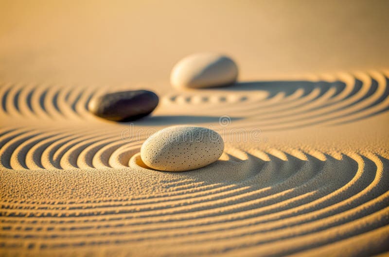 Zen Garden Meditation Stone and Sand Background with Copy Space for ...
