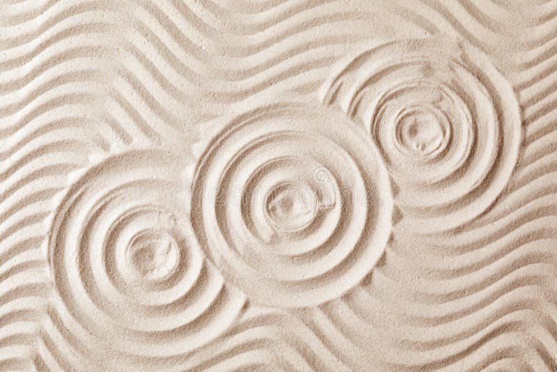 Zen Garden Pattern on Sand As Background, Top View Stock Image - Image ...