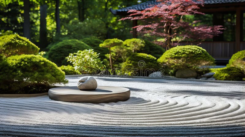 A Zen Garden with Patterns that Symbolize Peace and Unity Stock Illustration - Illustration of ...