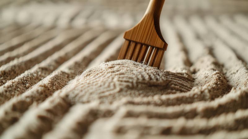 Zen Garden Rake Creating Single Line in Sand Stock Illustration ...