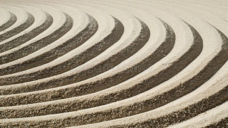 Zen Garden with Raked Sand Patterns Stock Illustration - Illustration ...