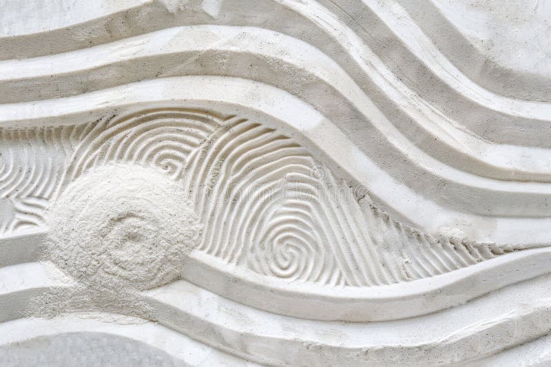Zen Garden Sand Patterns with Smooth Stone Stock Illustration ...
