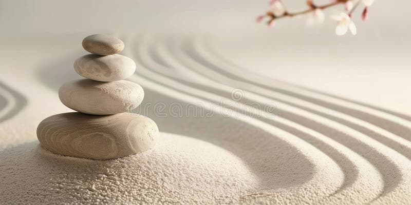 Zen Garden with Sand and Stacked Stones - AI Generated Stock ...