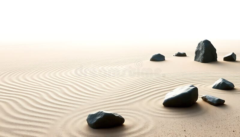 Zen Garden Sand and Stone Pattern, Raked Sand Texture and Meditation ...