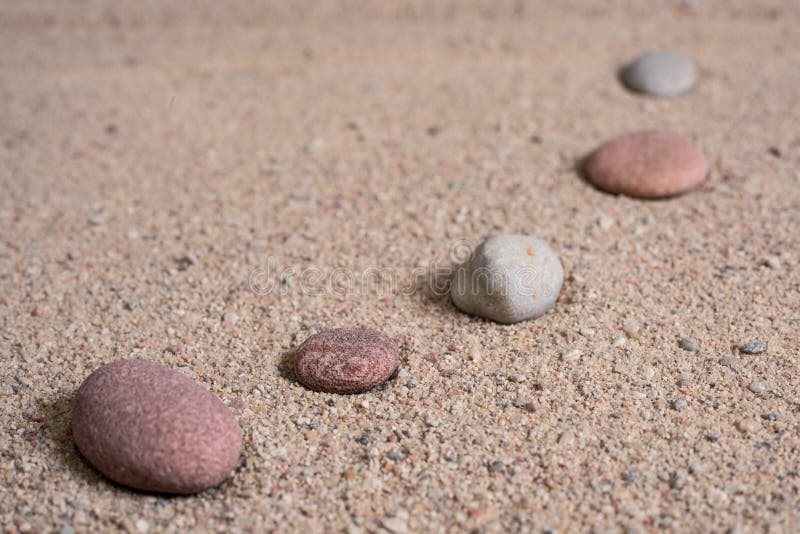 Zen Garden Sand Waves and Rock Sculptures Stock Photo - Image of ...