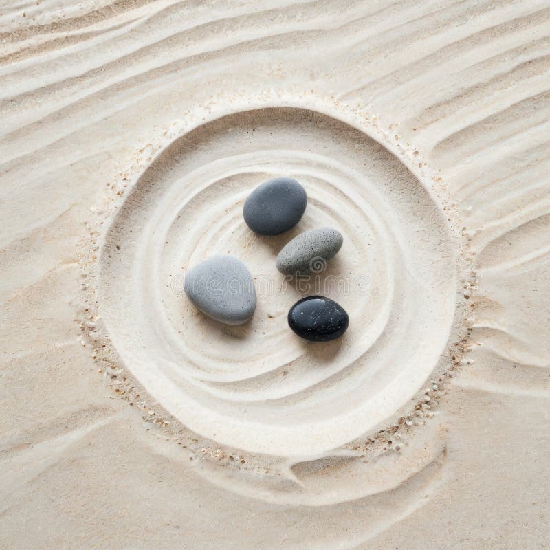 Zen Garden with Smooth Stones in Sand Stock Photo - Image of calmness ...