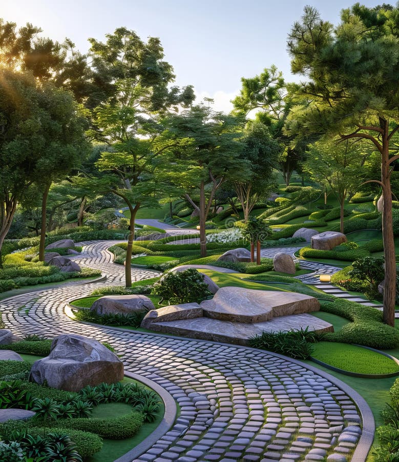Zen Garden with Stone Path and Tranquil Atmosphere Generated Using AI ...
