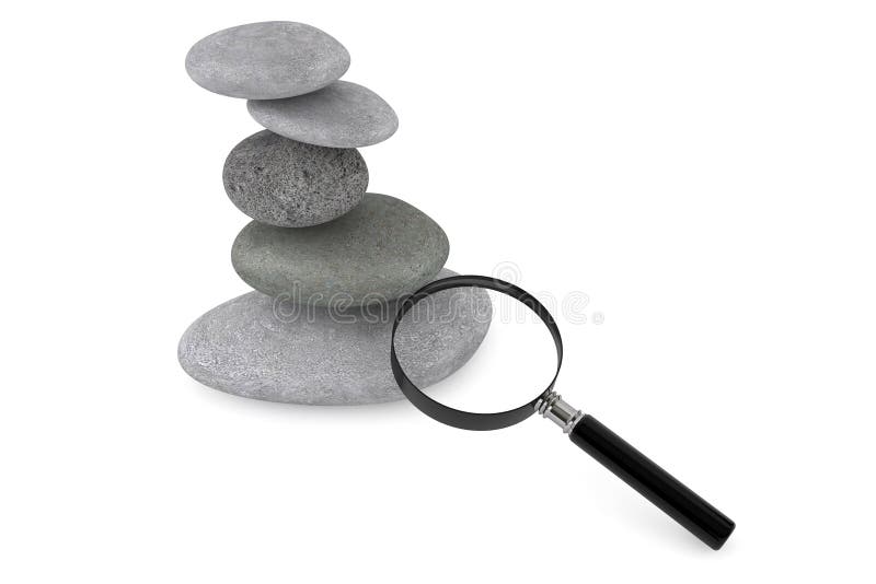 Zen Garden Stones and Magnifying Glass Stock Image - Image of handle ...