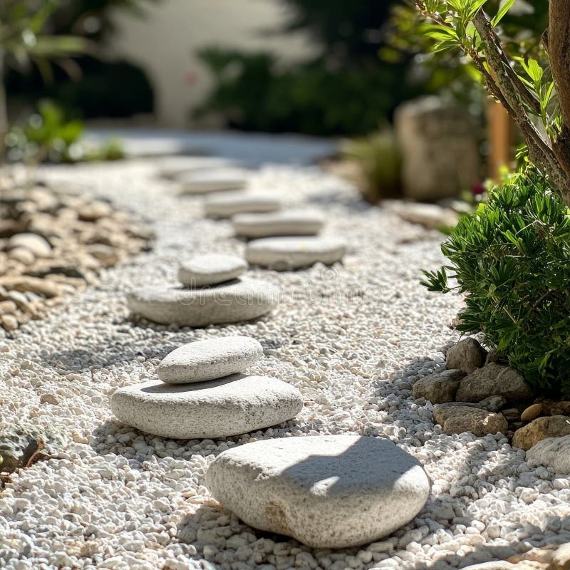 Zen Garden with Zen Stones on White Pebble Background. Stock ...