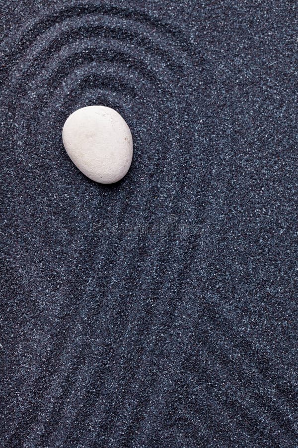 Zen Garden with a White Stone with Wave Patterns in the Sand Stock ...
