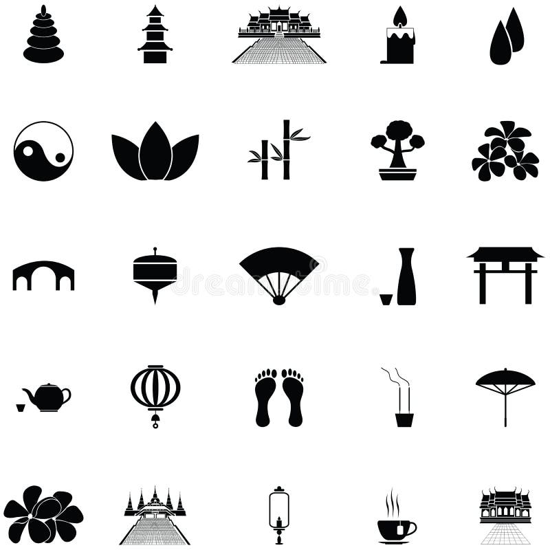Zen icon set stock vector. Illustration of white, isolated - 120574074