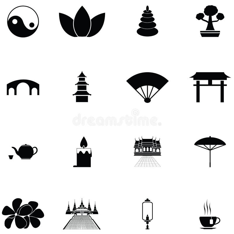 Zen icon set stock vector. Illustration of meditation - 120574279
