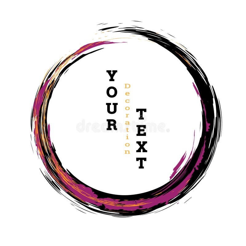 Zen Ink Circle Emblem. Set. Paint Strokes. Multi-colored Strokes ...